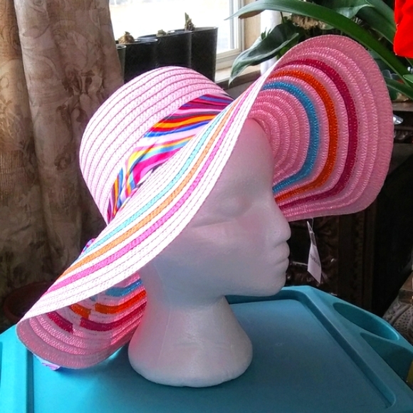 Groovy Glam | Accessories | Groovy Glam Pink Wide Brim Straw Hat Summer ...